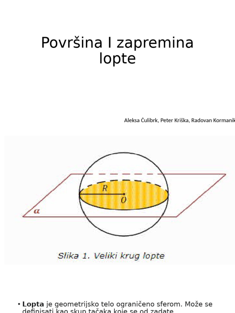 Površina I Zapremina Lopte | PDF