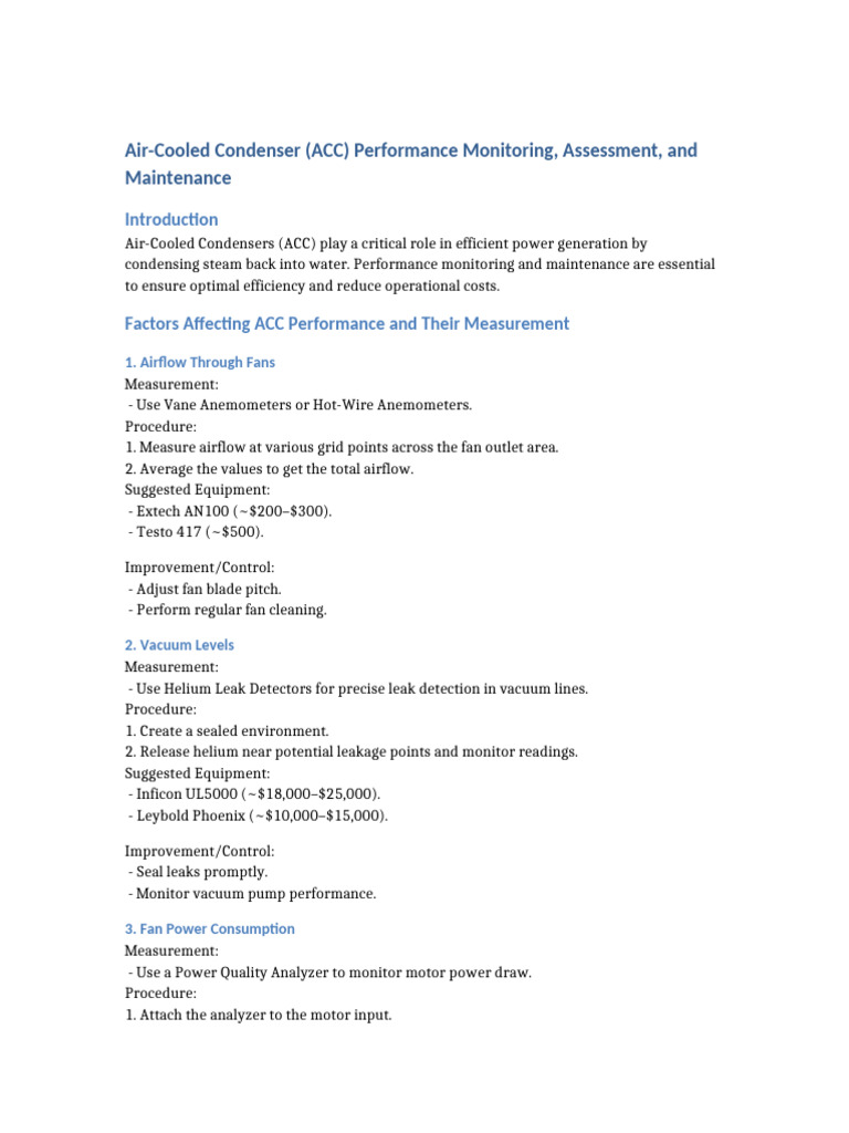 ACC Performance Monitoring Assessment | PDF | Vacuum | Leak