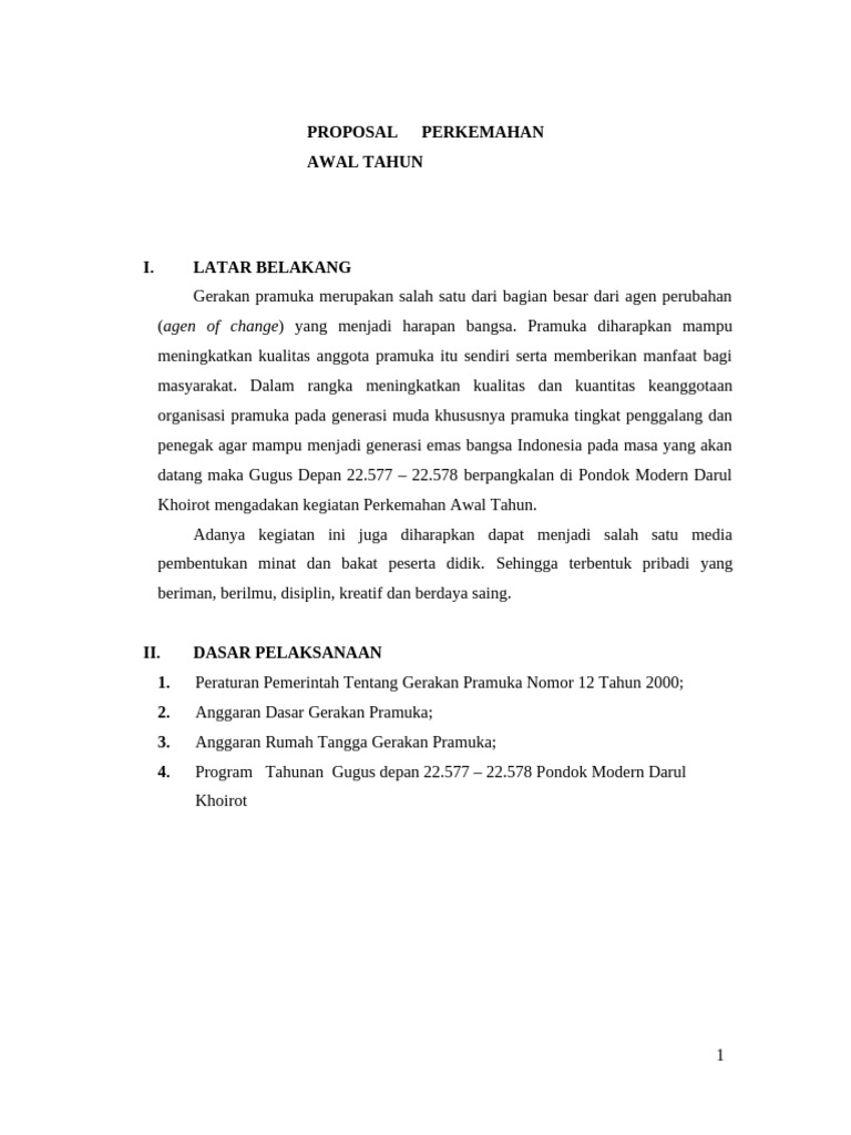 Proposal Perkemahan Awal Tahun | PDF