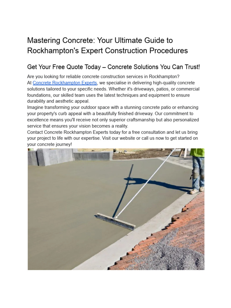 Mastering Concrete Your Ultimate Guide To Rockhampton's Expert ...