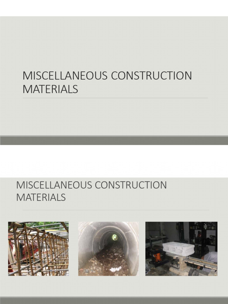 MISCELLANEOUS CONSTRUCTON MATERIALS - Sammy D - Corpuz | PDF ...