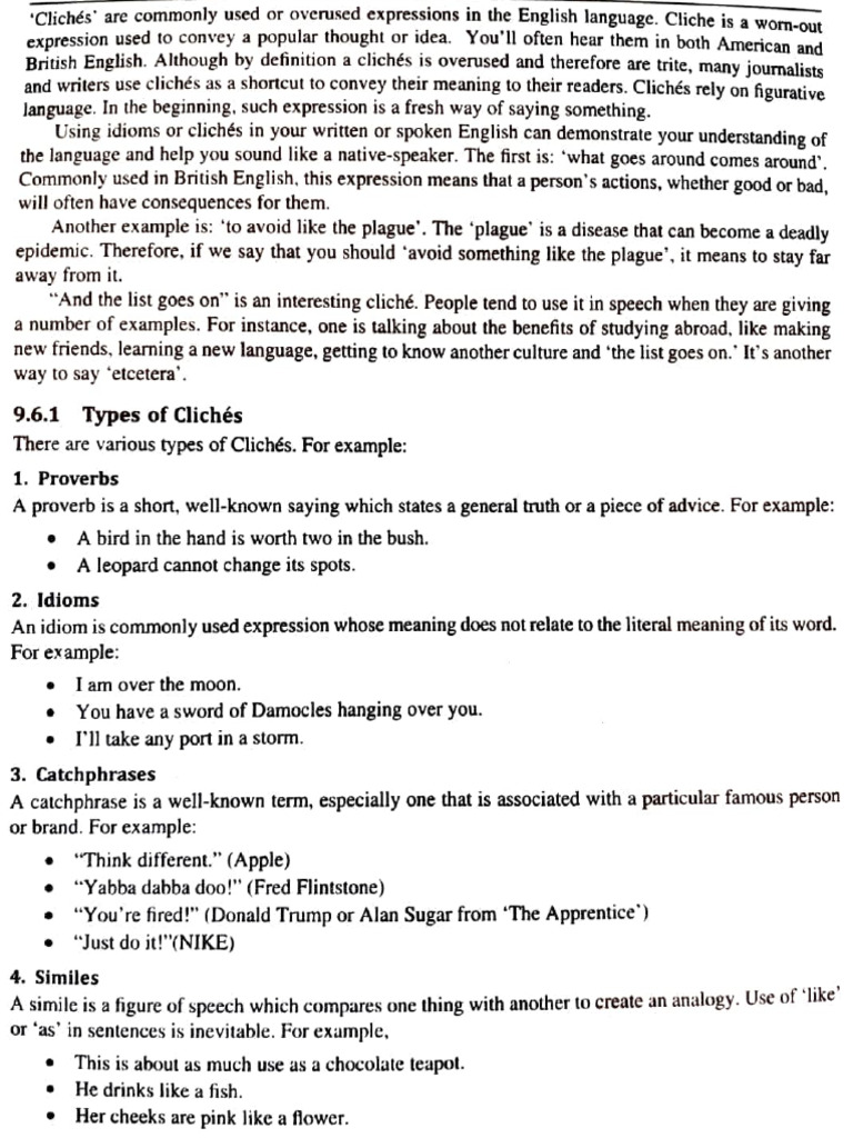 Understanding Common Clichés | PDF | Idiom