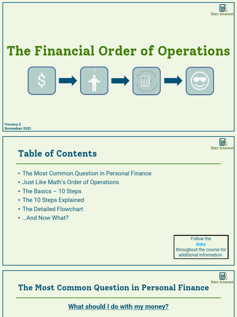 The Financial Order of Operations | PDF | 401(K) | Interest