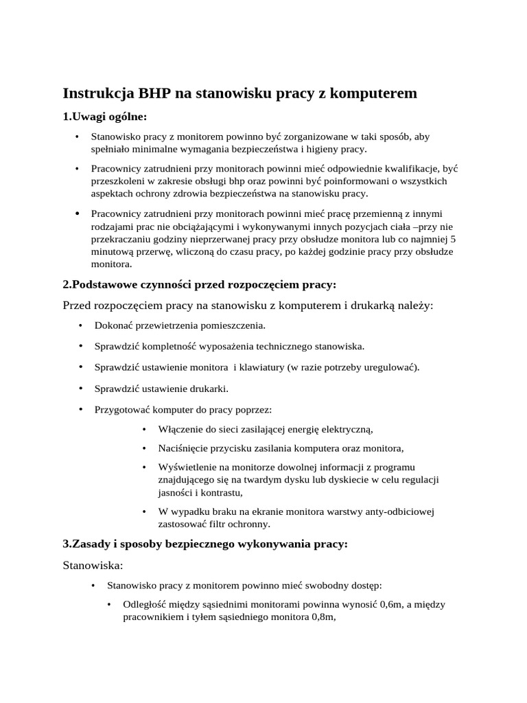 Instrukcja BHP | PDF