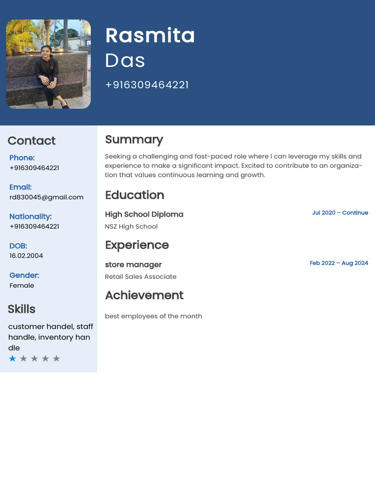 Rasmita Resume 335 | PDF | Career & Growth