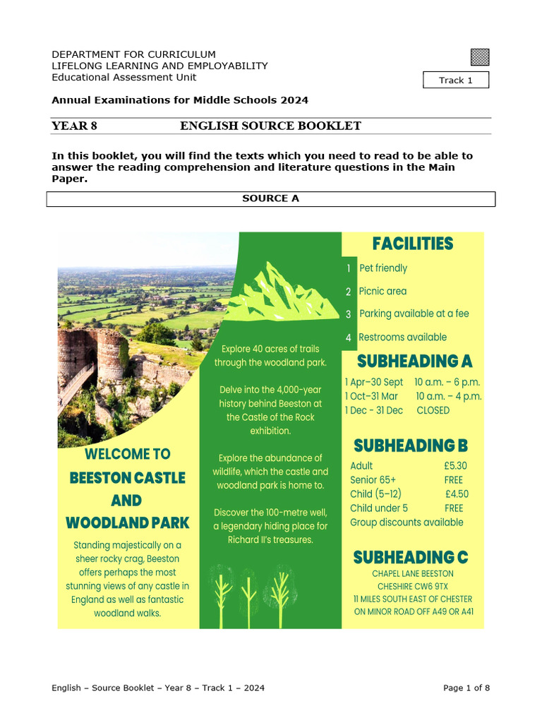 English Yr08 tr1 Source Booklet 2024 | PDF