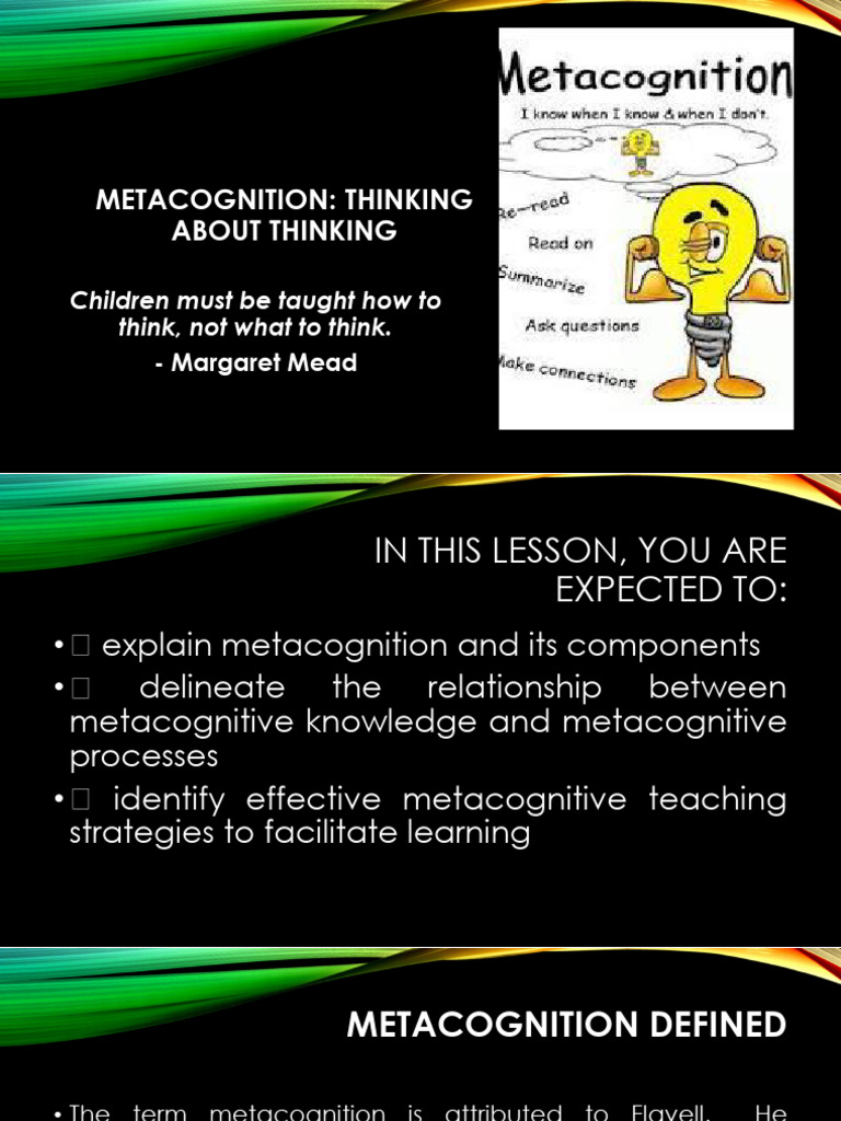 lESSON-5-METACOGNITION | PDF | Metacognition | Learning
