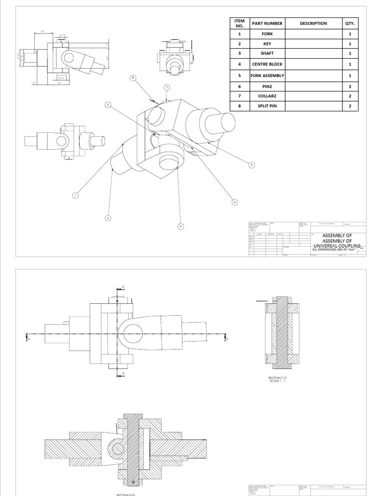 Universal Coupling Set 1 & 3 | PDF | Mechanical Engineering
