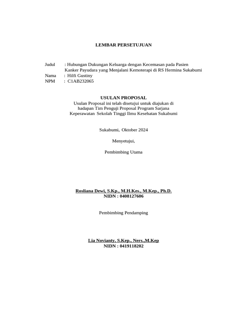 Lembar Persetujuan Proposal | PDF