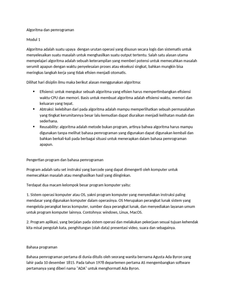 Algoritma Dan Pemrograman | PDF