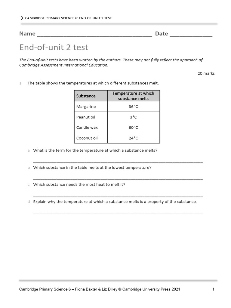 End-of-Unit 2 Science Test for Grade 6 | PDF | Heat | Candle