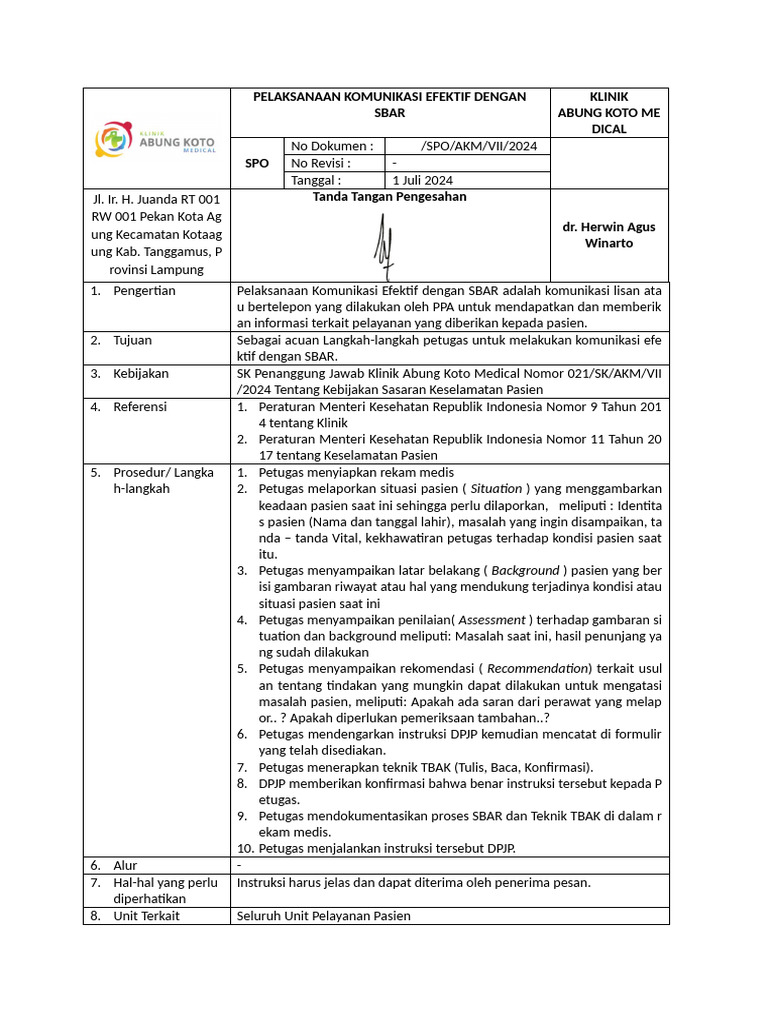 Spo Pelaksanaan Komunikasi Efektif Dengan Sbar | PDF | Sains & Matematika