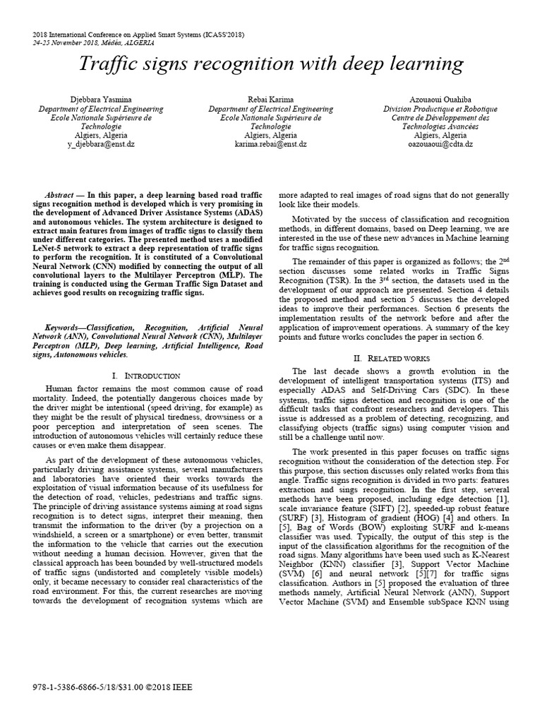 Traffic Signs Recognition With Deep Learning | PDF