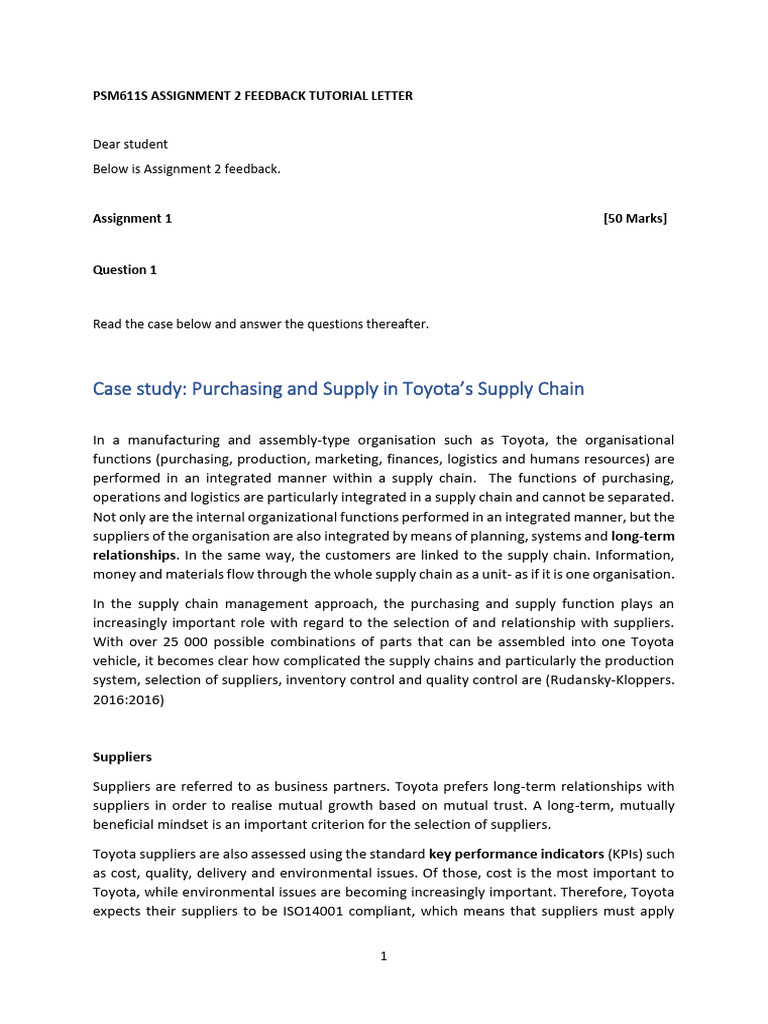 PSM611S Feedback Tutorial Letter For Assignment 2 - S1 of 2023 | PDF ...