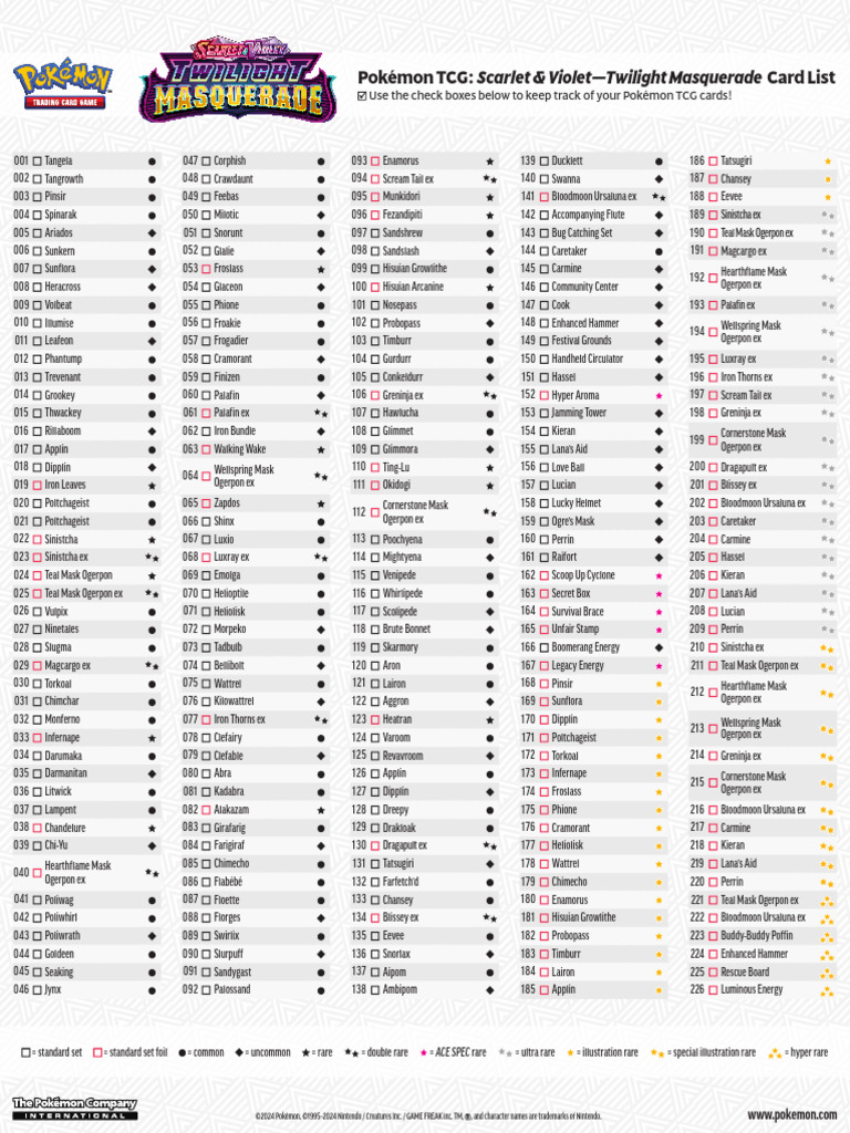 Twilight-Masquerade-Card-List Pokemon | PDF | Editores de videojuegos ...