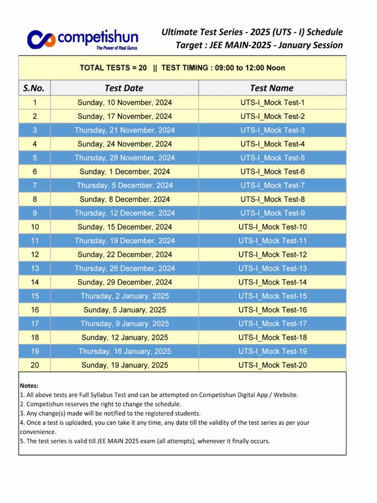 Ultimate Test Series - (UTS-I) - Revised - 2025 | PDF