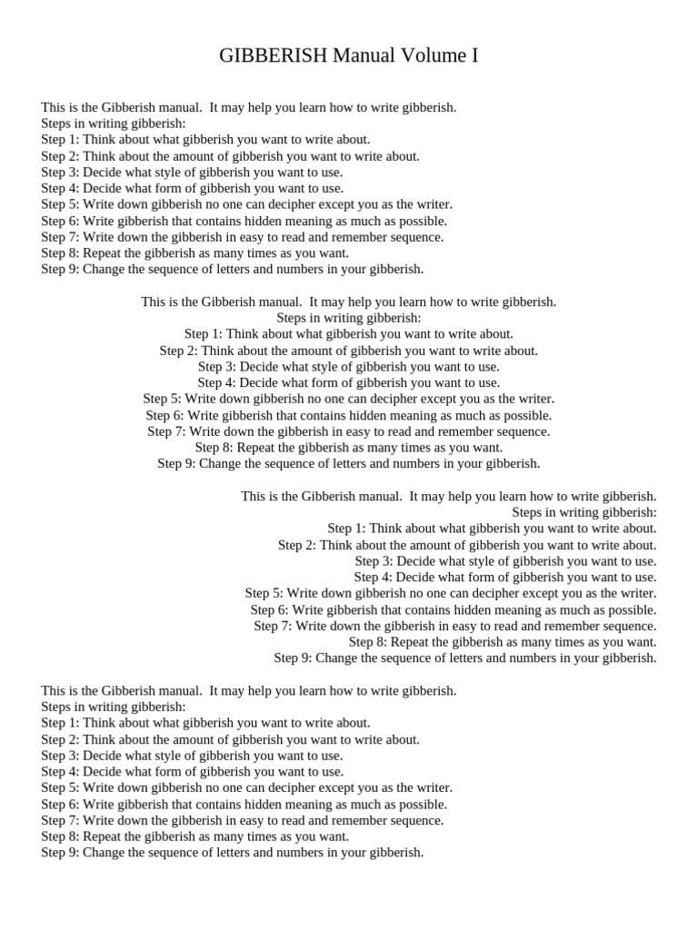 How to Write Gibberish: A Guide | PDF | Home & Garden | Self-Improvement