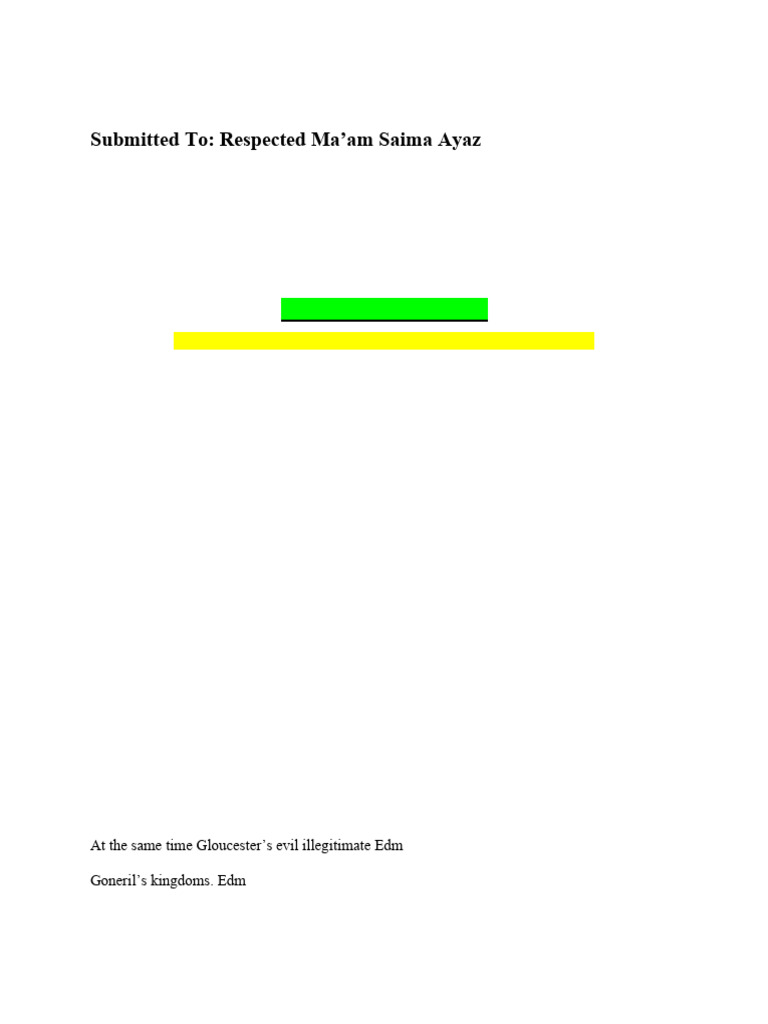 Ma'am Saima Assignment (M.Junaid) | PDF | King Lear