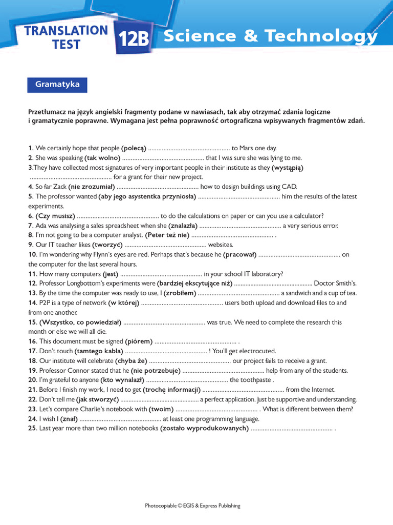 2 Translation Test 12b | PDF | Computing | Software