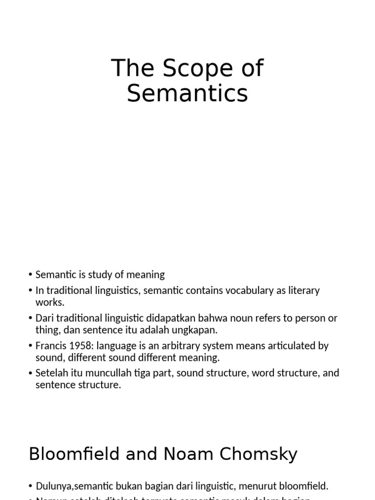 The Scope of Semantics in Linguistics | PDF