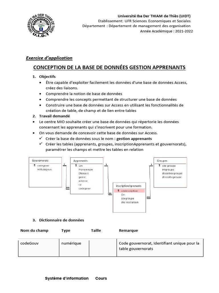 Conception d'une base de données Access | PDF | Bases de données ...