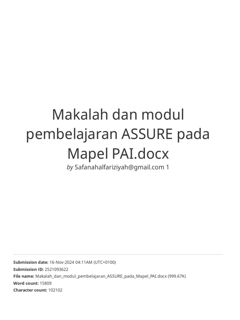 11 - Makalah Dan Modul Pembelajaran ASSURE Pada Mapel PAI | PDF