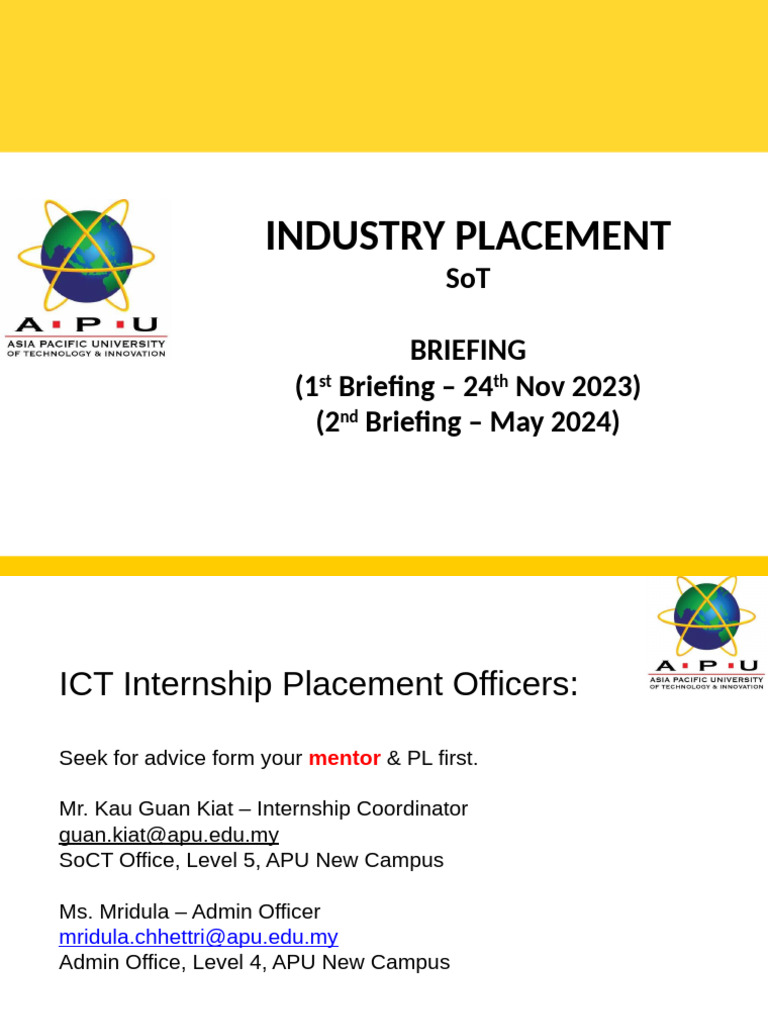 2207 Industry Placement 1st Briefing | PDF | Linked In | Internship