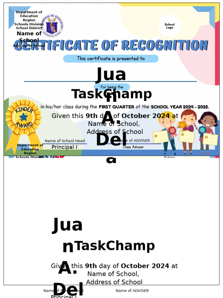 TaskChamp Award Certificate Template | PDF