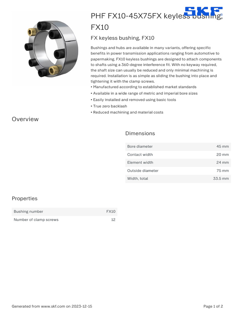 SKF PHF FX10-45X75FX Keyless Bushing, FX10 | PDF | License | Business Law