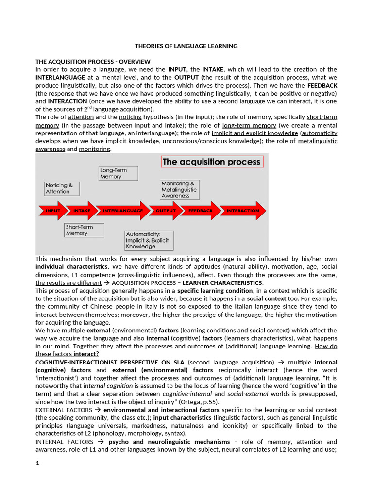 Theories of Language Learning | PDF | Second Language Acquisition ...