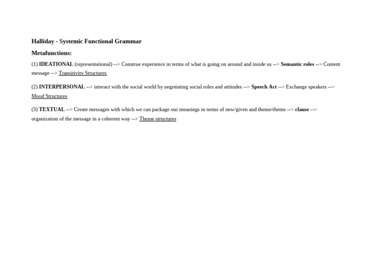 Halliday Metafunctions | PDF