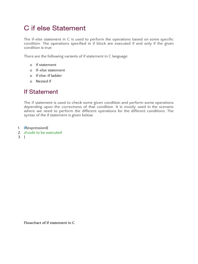 C If Else Statement | PDF | C (Programming Language) | Computer Engineering