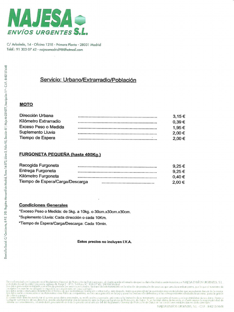 TARIFAS Luca Digital y Markom Gifts | PDF