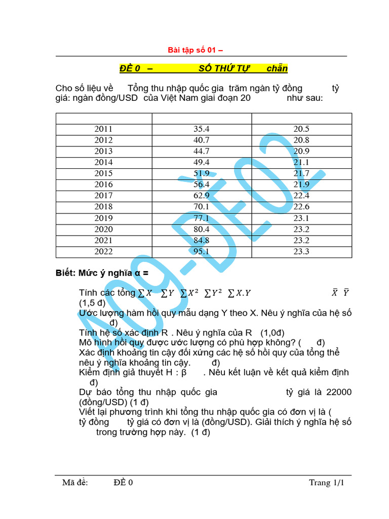 A09 - BT 01 ĐỀ 02 | PDF