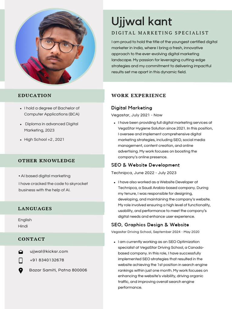 Ujjwal Kant Resume-1 | PDF | Digital Marketing | Search Engine Optimization