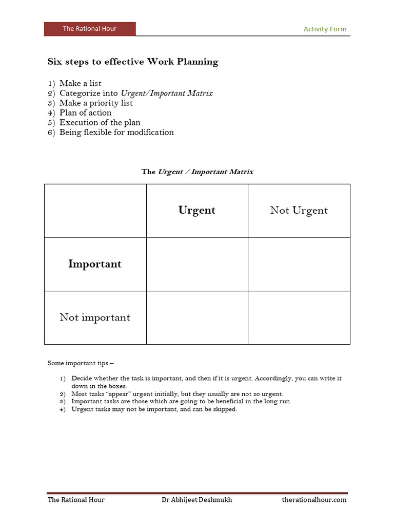Six Steps To Effective Work Planning | PDF