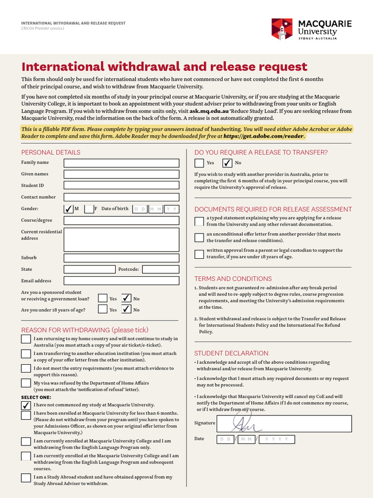NEW Withdrawal and Refund Form | PDF