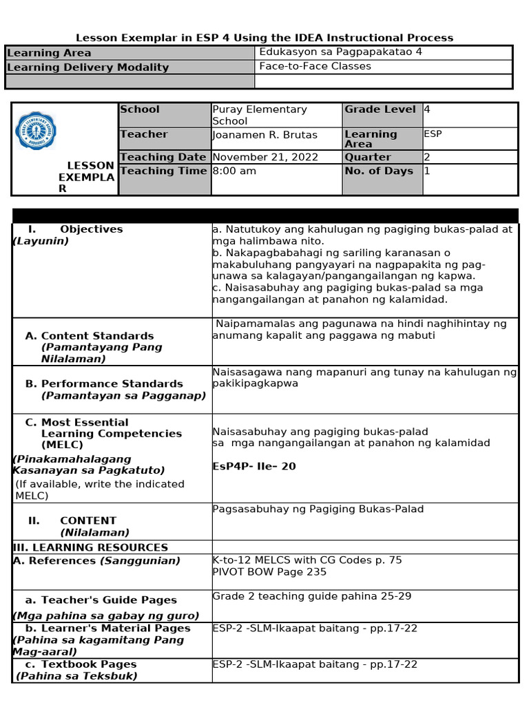 AP COT 1 LESSON EXEMPLAR g4 | PDF