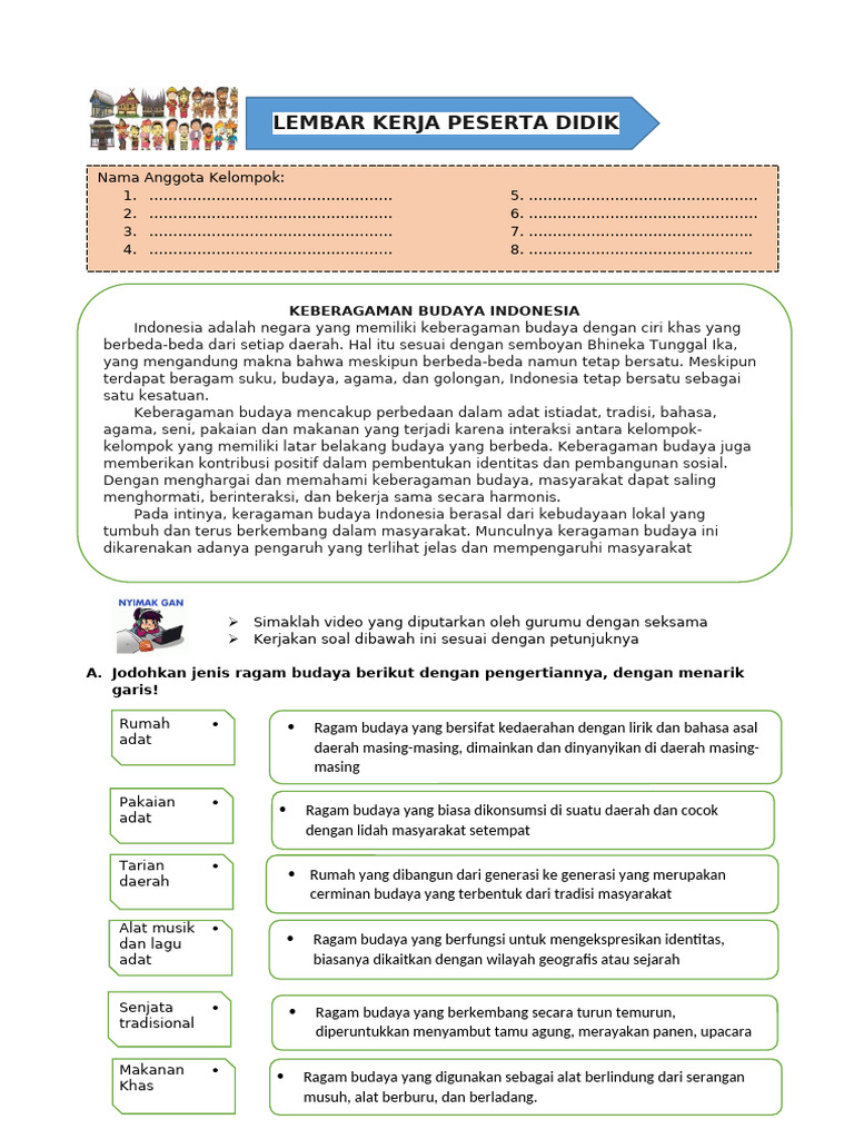 LKPD (Keberagaman Budaya Indonesia) P5 23-24 | PDF