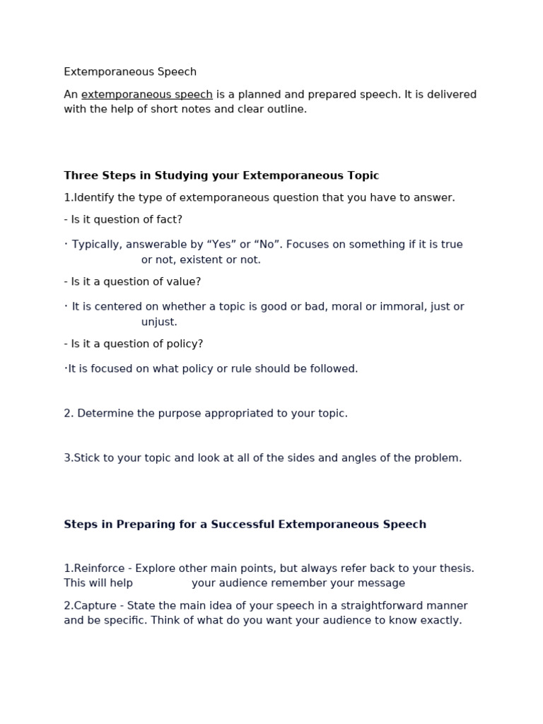 Extemporaneous Speech | PDF