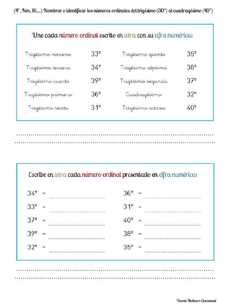 Núm. Ordinales 21-30 | PDF