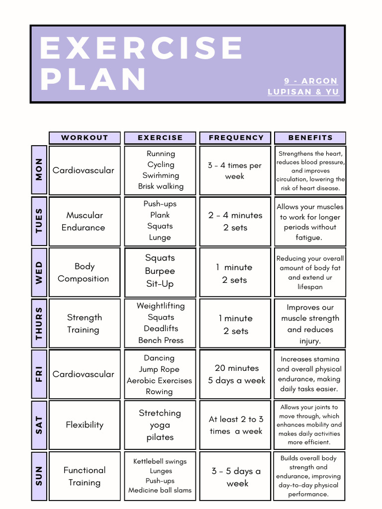Exercise Plan | PDF | Physical Fitness | Physical Exercise