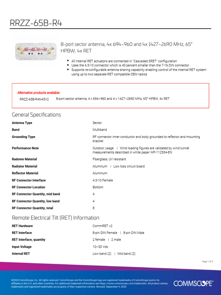 RRZZ 65b r4 Product Specifications | PDF | Antenna (Radio ...