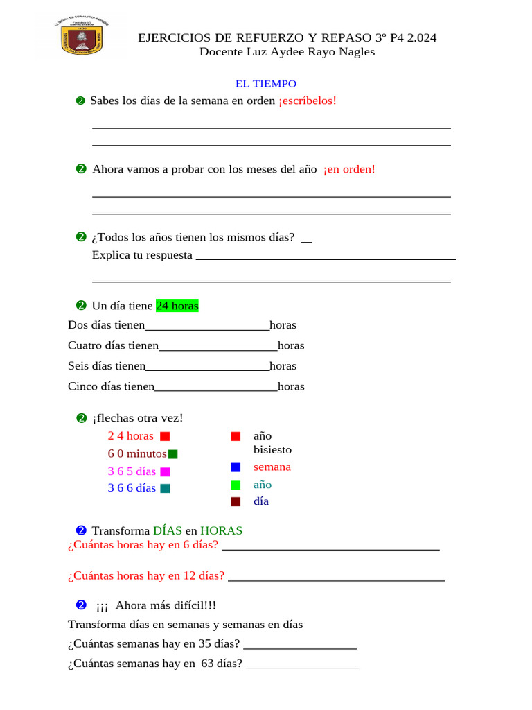 Guia Repaso 4 Periodo 2024 Grado 3 Matematicas | PDF