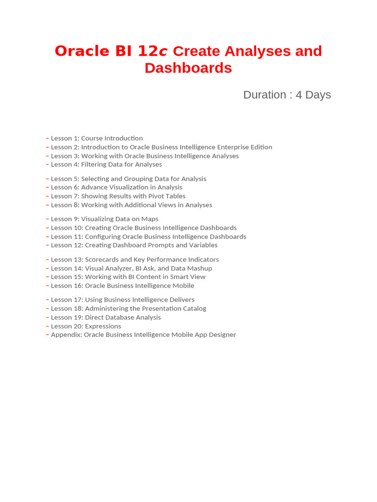 Oracle BI 12c Create Analysis | PDF