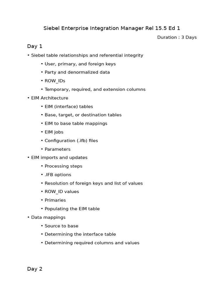 Siebel Enterprise Integration Manager 3 Days | PDF | Art