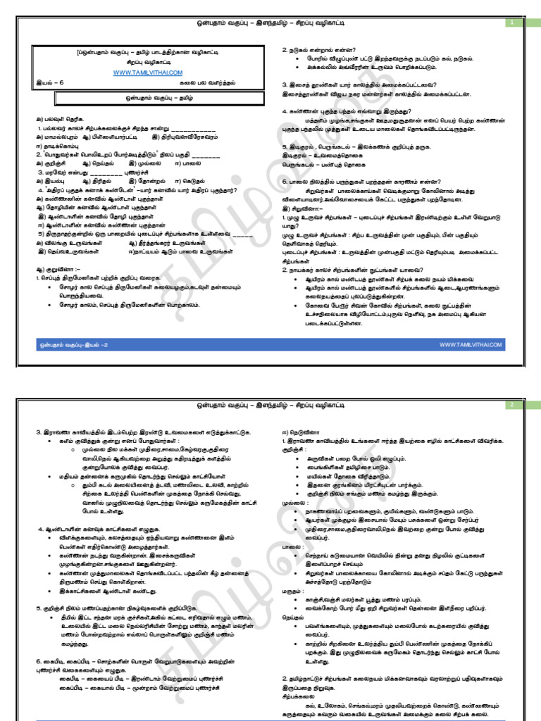 9TH - Unit - 6 - Slowlearners - Guide - Full Syllabus-1 | PDF