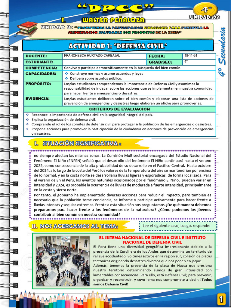 Actividad 1 DPCC 4°-4 | PDF | Defensa Civil | Perú