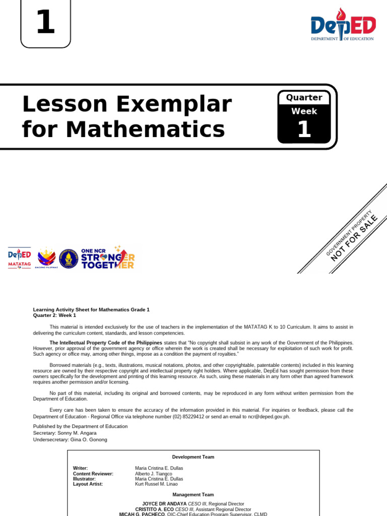 LE G1 Mathematics Q2 Wk1-1 | PDF | Curriculum | Creativity