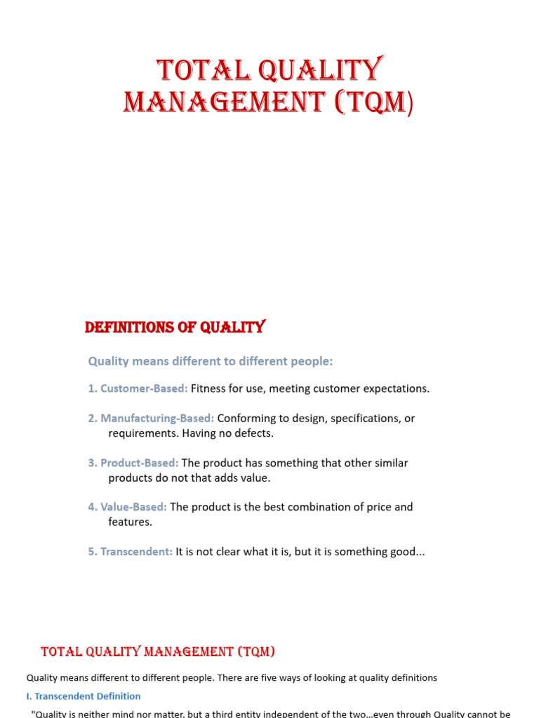 Total Quality Management (TQM) | PDF | Quality (Business) | Scatter Plot